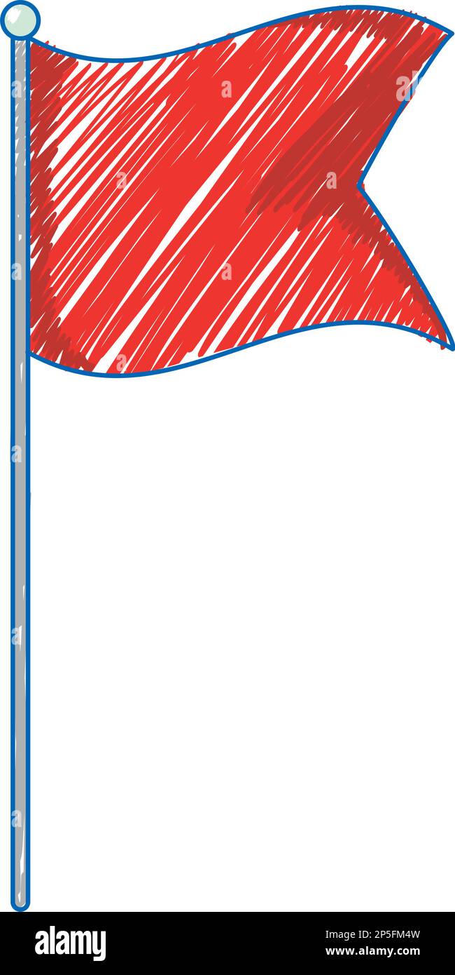 Red flag pencil colour child scribble style illustration Stock Vector ...