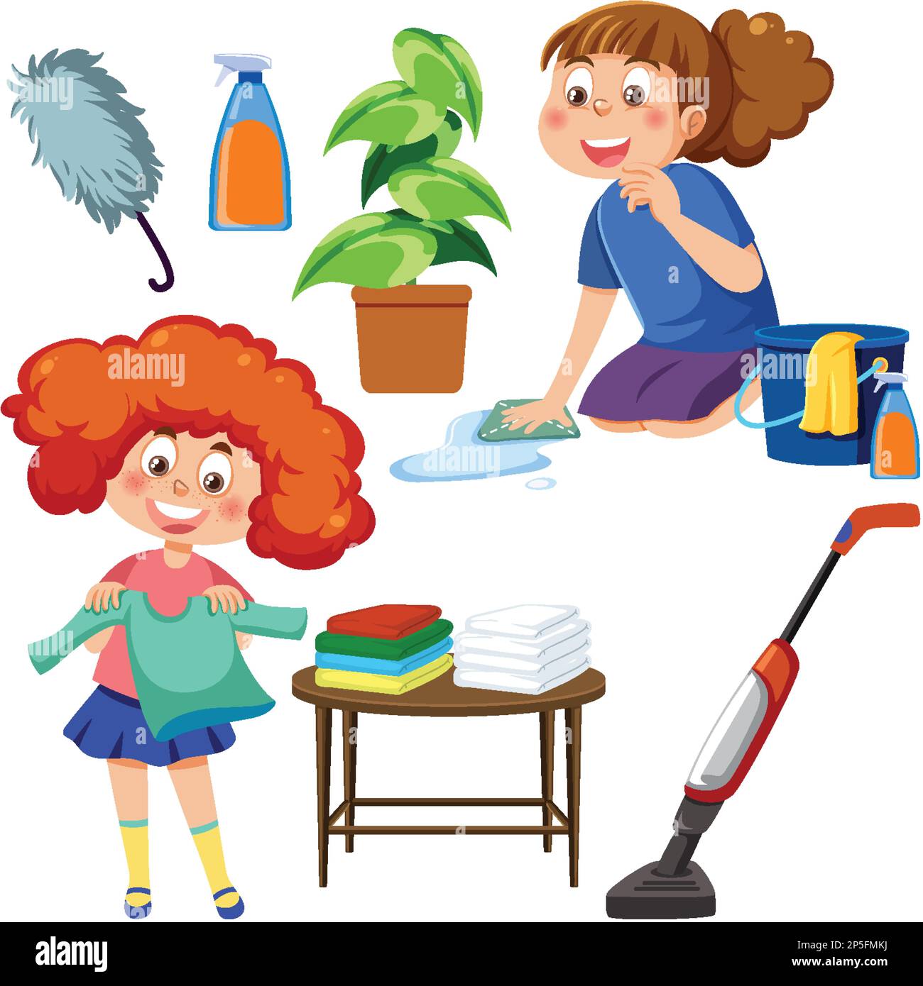 Children sweeping Cut Out Stock Images & Pictures - Alamy