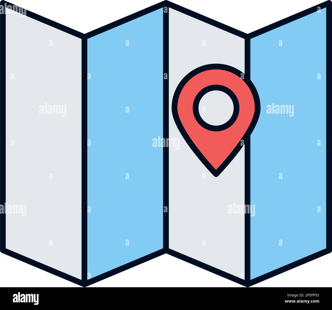 paper map with pin location Stock Vector Image & Art - Alamy