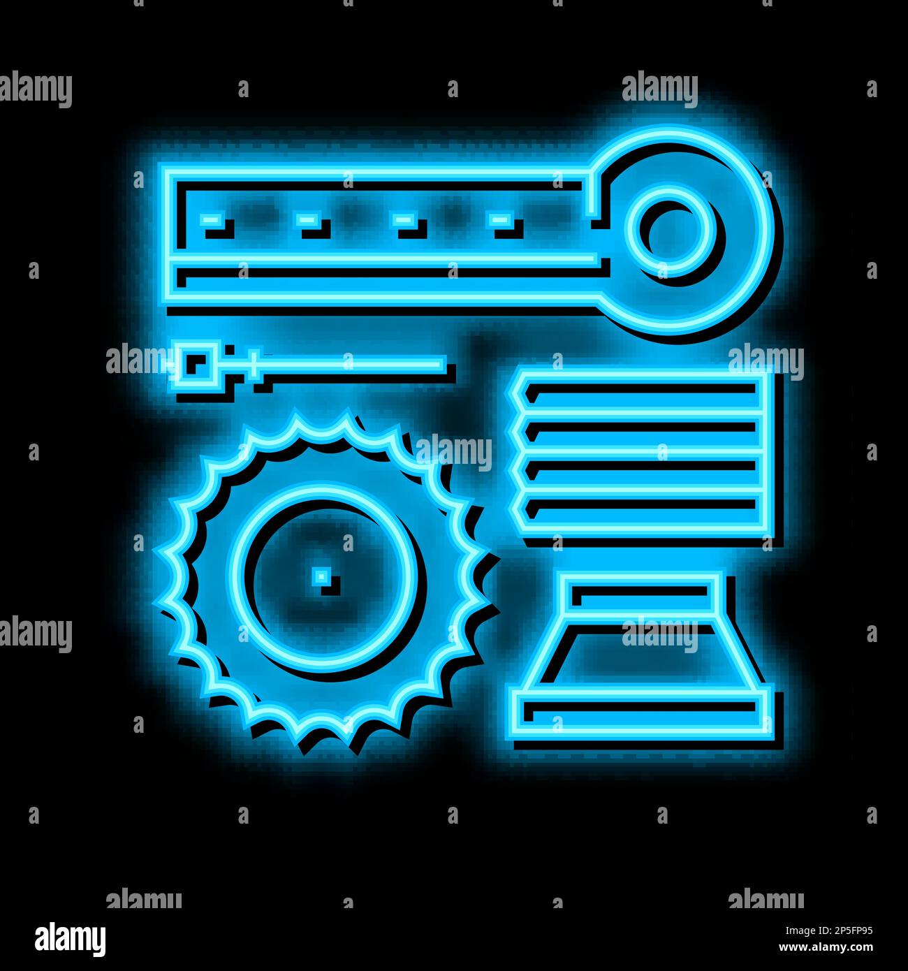 materials handling and crusher spare parts neon glow icon illustration ...