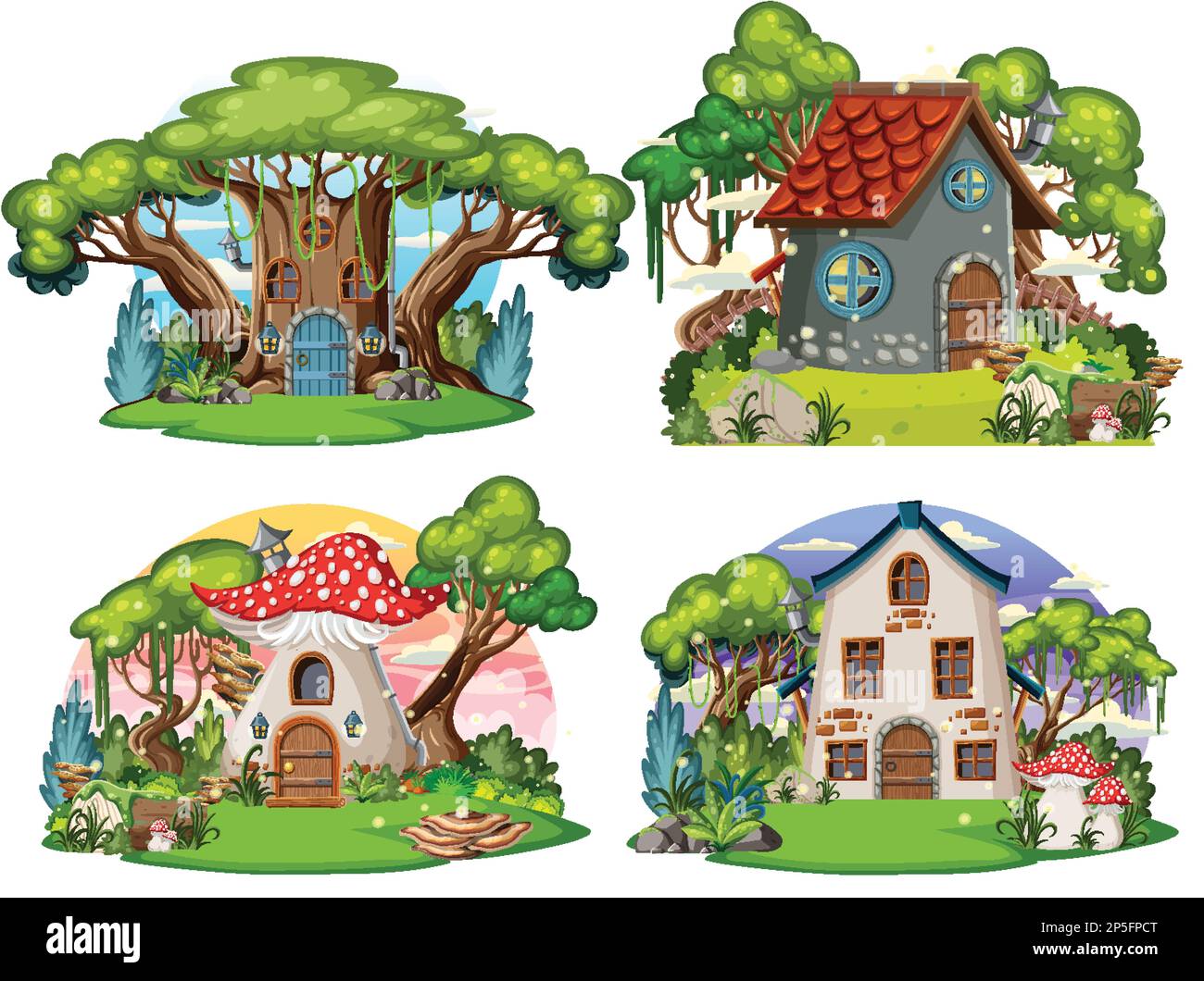 Set of fairy tale house isolated illustration Stock Vector Image & Art ...