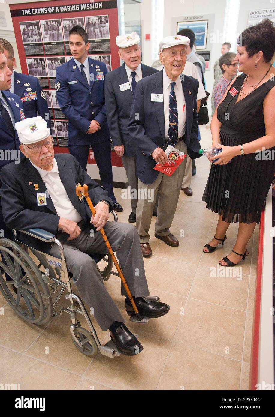 Doolittle Raiders, in white caps, left to right, Edward J. Saylor ...