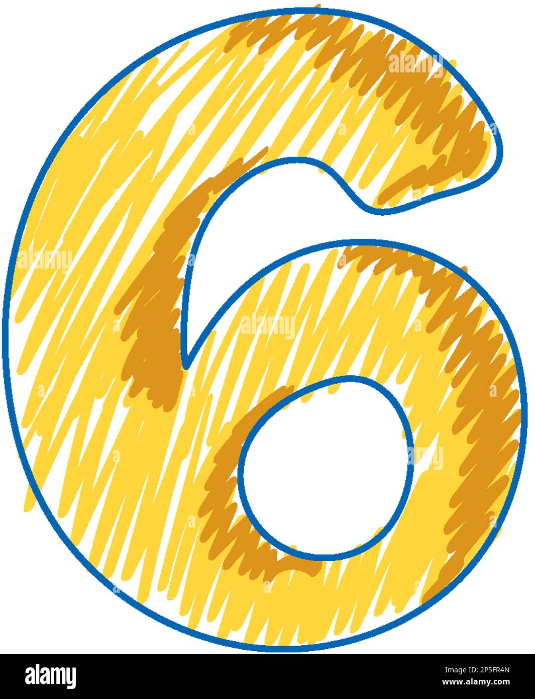 Number six in pencil colour sketch simple style illustration Stock ...
