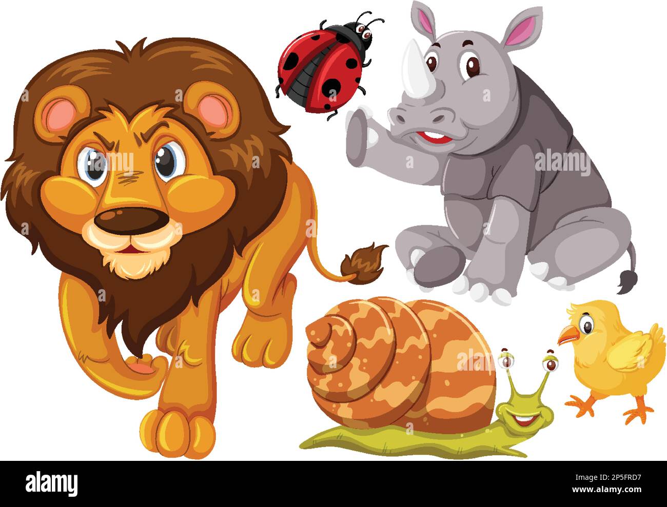 Set of cute animals cartoon character illustration Stock Vector Image ...