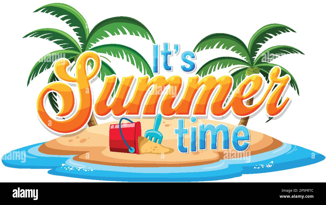 Summer time text on the island for banner or poster design illustration ...