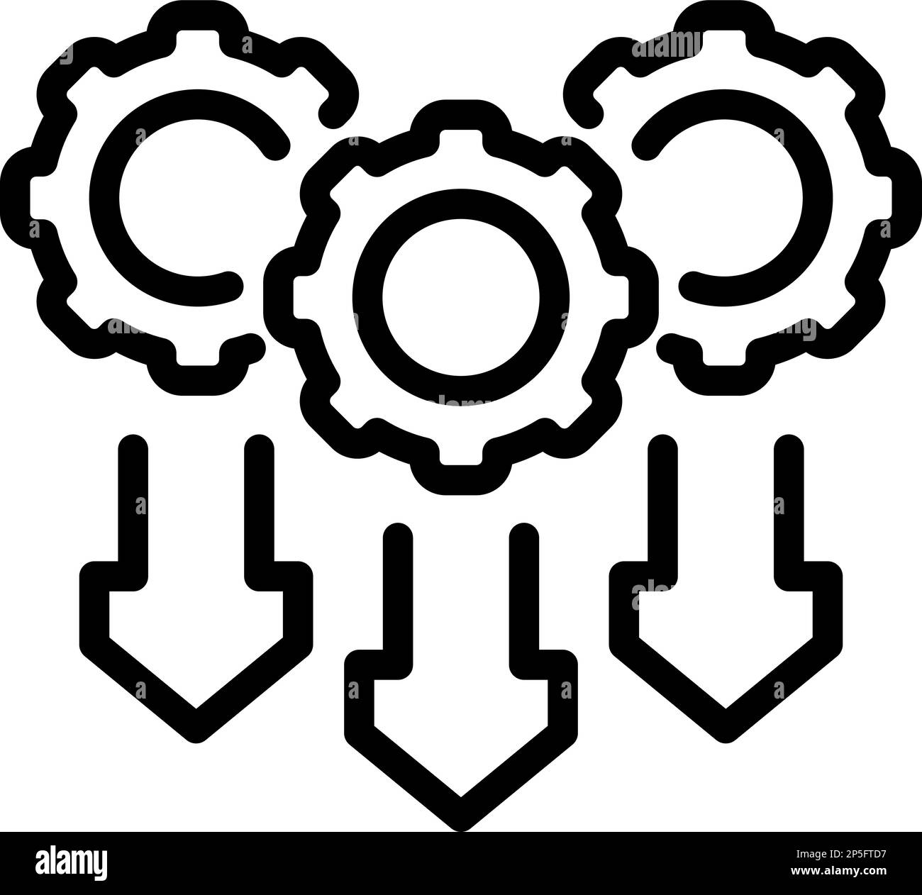 Burnout gear system icon outline vector. Work mental. Sad busy Stock ...