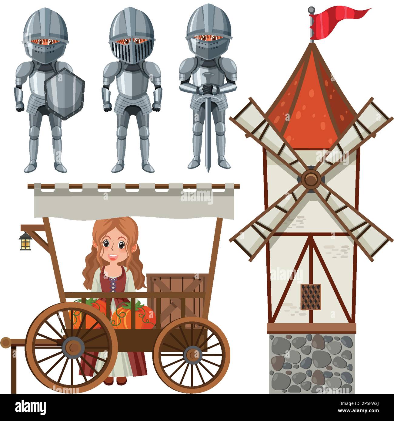 Set of medieval element illustration Stock Vector Image & Art - Alamy