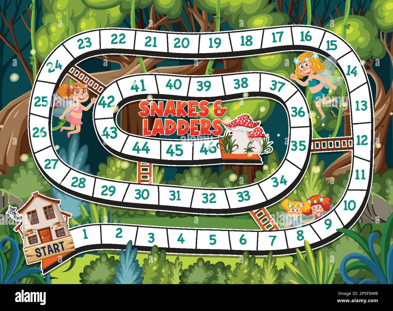 Simple board game for children enchanted forest background illustration ...