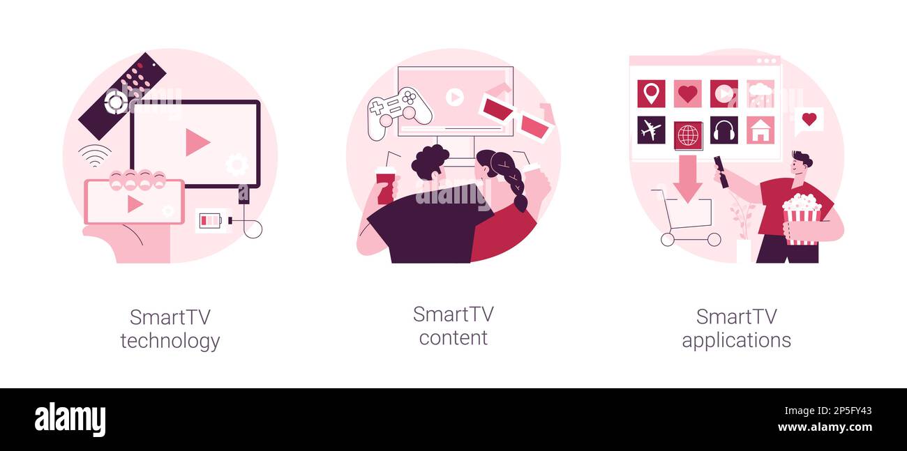 Internet television abstract concept vector illustration set. SmartTV ...