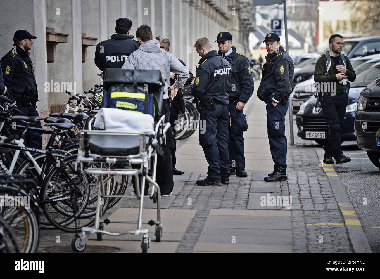 Police seen outside the Copenhagen Police Headquarters, Monday, April ...