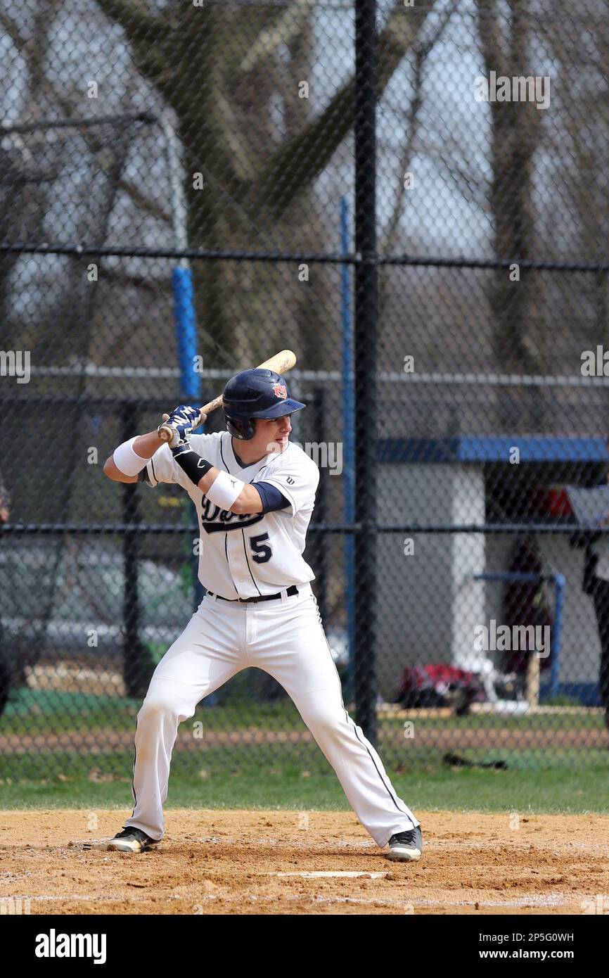 Poly Prep Blue Devils Rob Calabrese #5 at bat against the Horace Mann ...