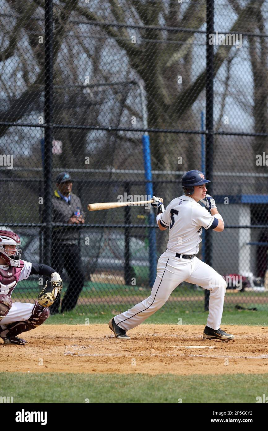 Poly Prep Blue Devils Rob Calabrese #5 at bat against the Horace Mann ...