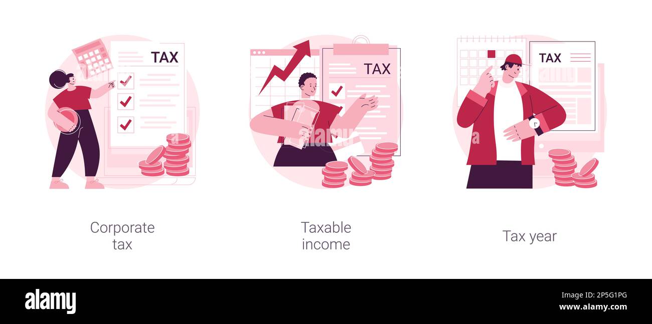 Taxable earnings calculation abstract concept vector illustration set ...