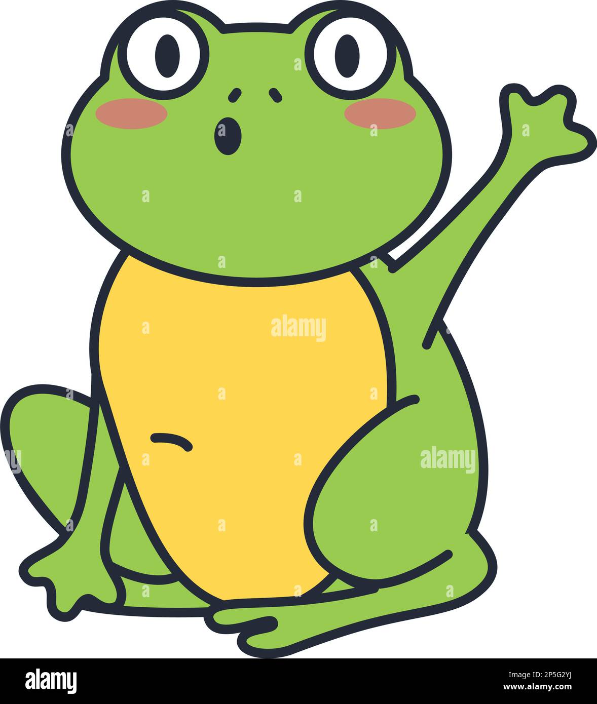 frog amphibian saludating character Stock Vector Image & Art - Alamy