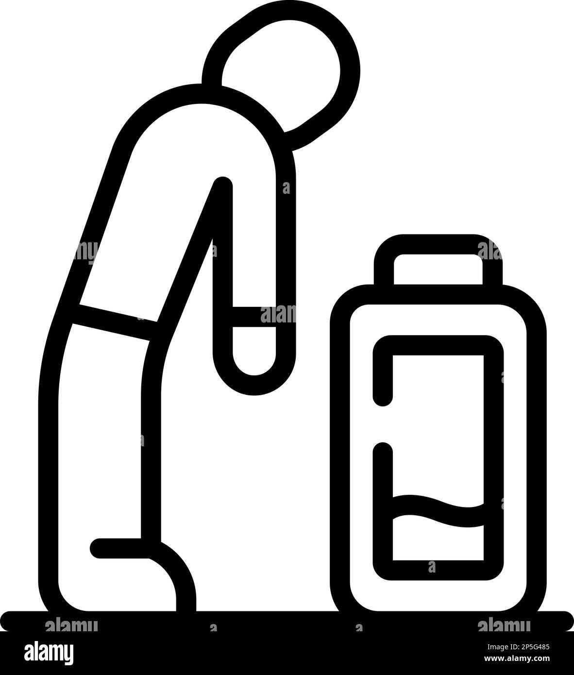 Low person battery icon outline vector. Office job. Burnout work Stock ...