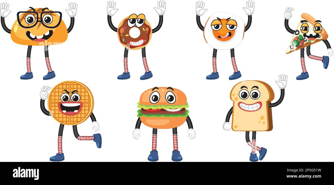 Set of food cartoon simple style illustration Stock Vector Image & Art ...