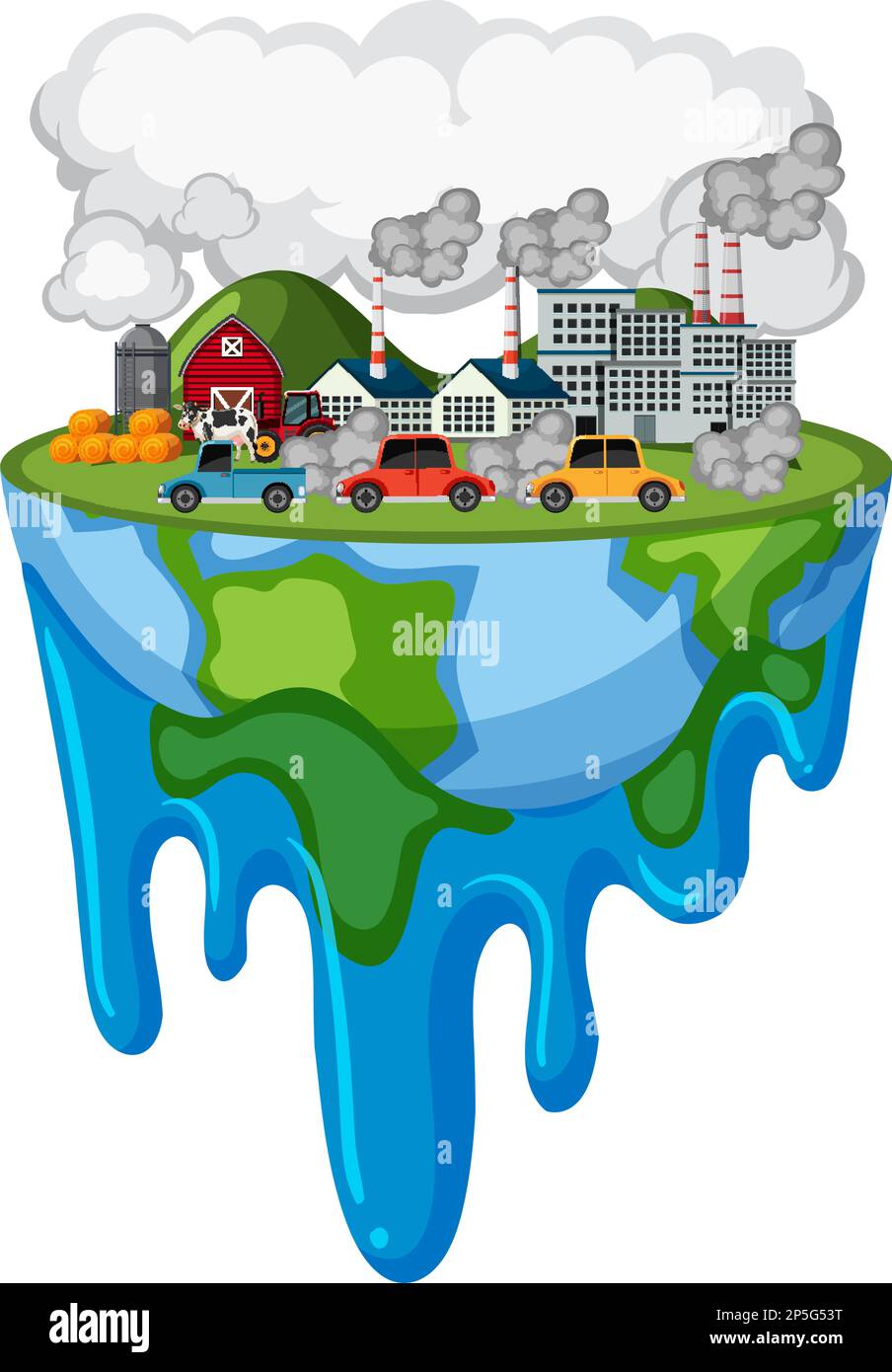 Greenhouse effect and global warming illustration Stock Vector Image ...