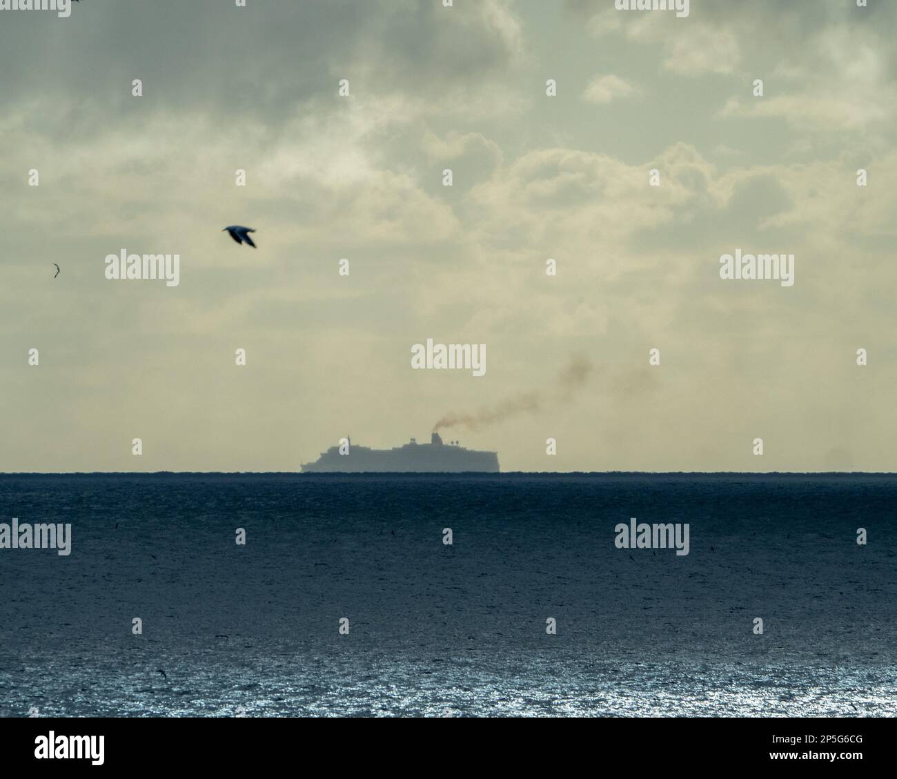Ship on the horizon, Pacific Ocean, passing by the East Coast NSW ...