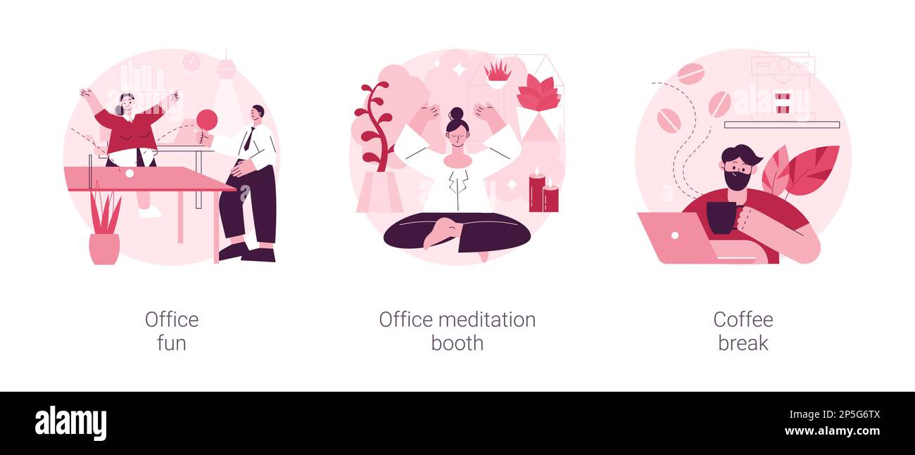 Stress management at work abstract concept vector illustration set ...