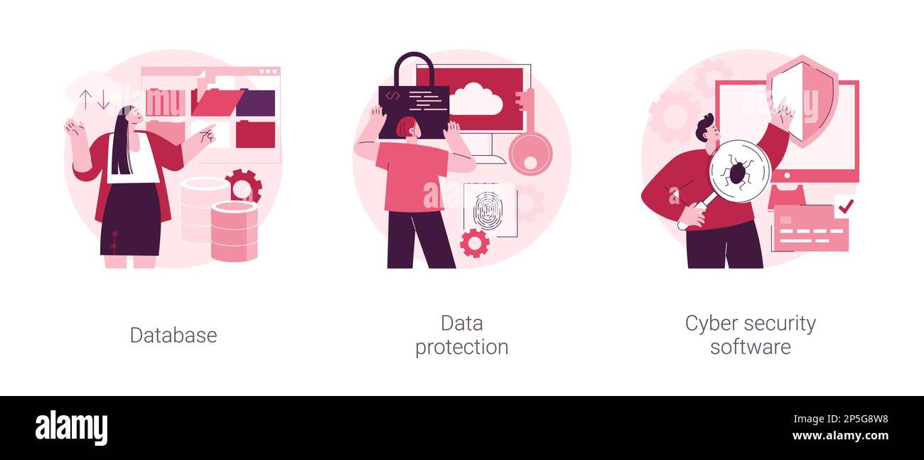 Cloud Computing Network Safety Abstract Concept Vector Illustration Set