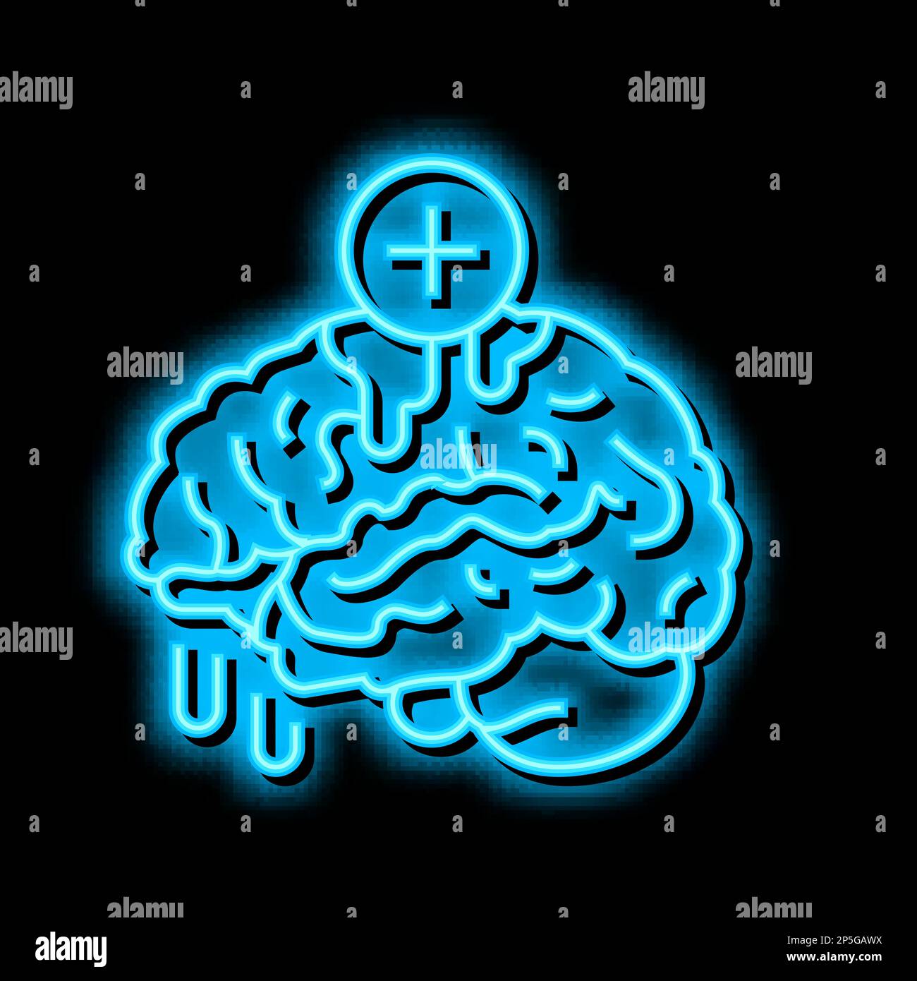 brain bleed stoppage neon glow icon illustration Stock Vector Image ...