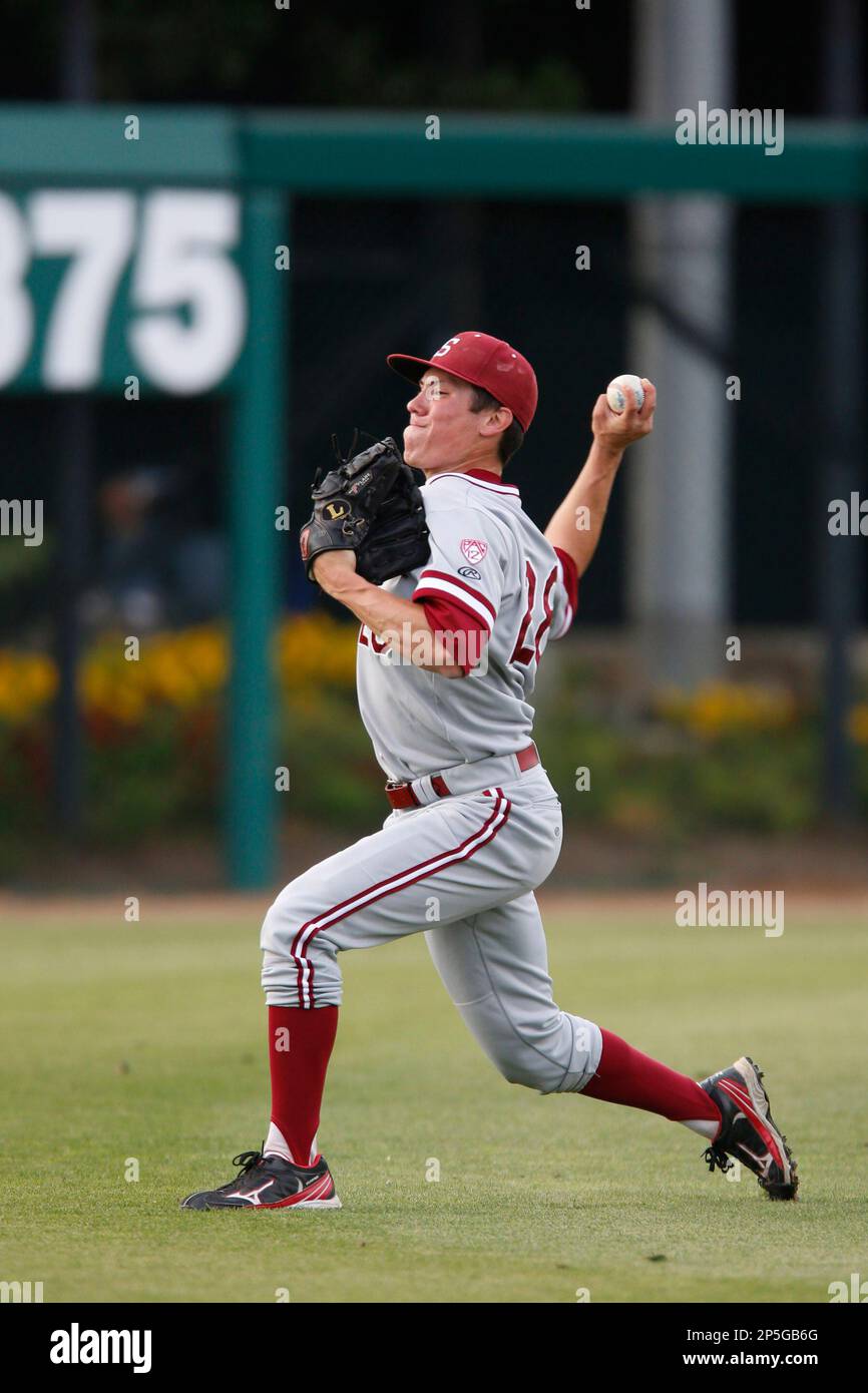 David Schmidt #28 of the Stanford Cardinal before a game against the USC Trojans at Dedeaux ...