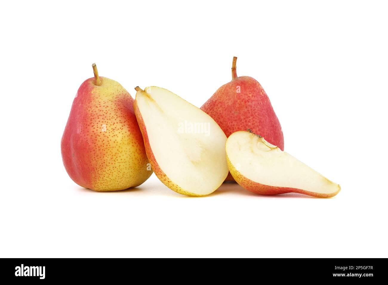 Fresh whole and half cut ripe pear isolated on white background Stock ...