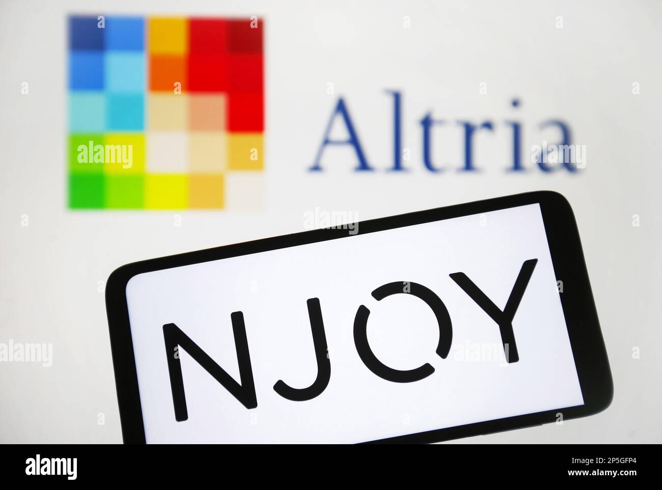 Ukraine. 06th Mar, 2023. In this photo illustration, a NJOY logo is ...