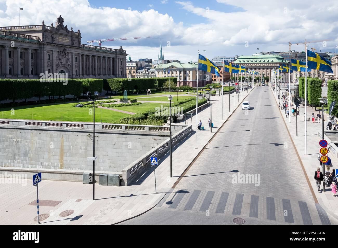 View of the Parliament House (Riksdagshuset), seat of the parliament ...