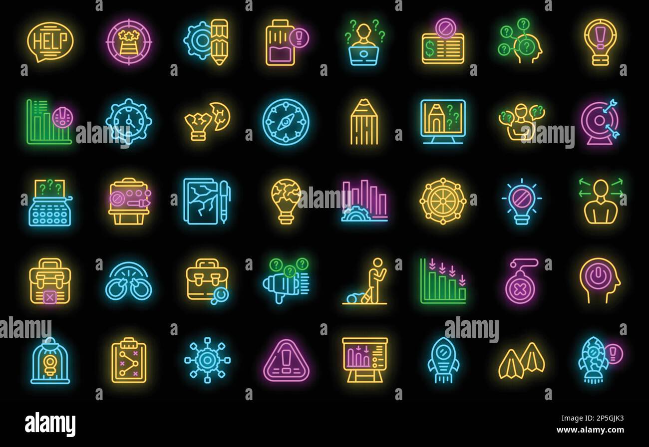 Crisis creativity icons set outline vector. Creative ideas. Mental ...