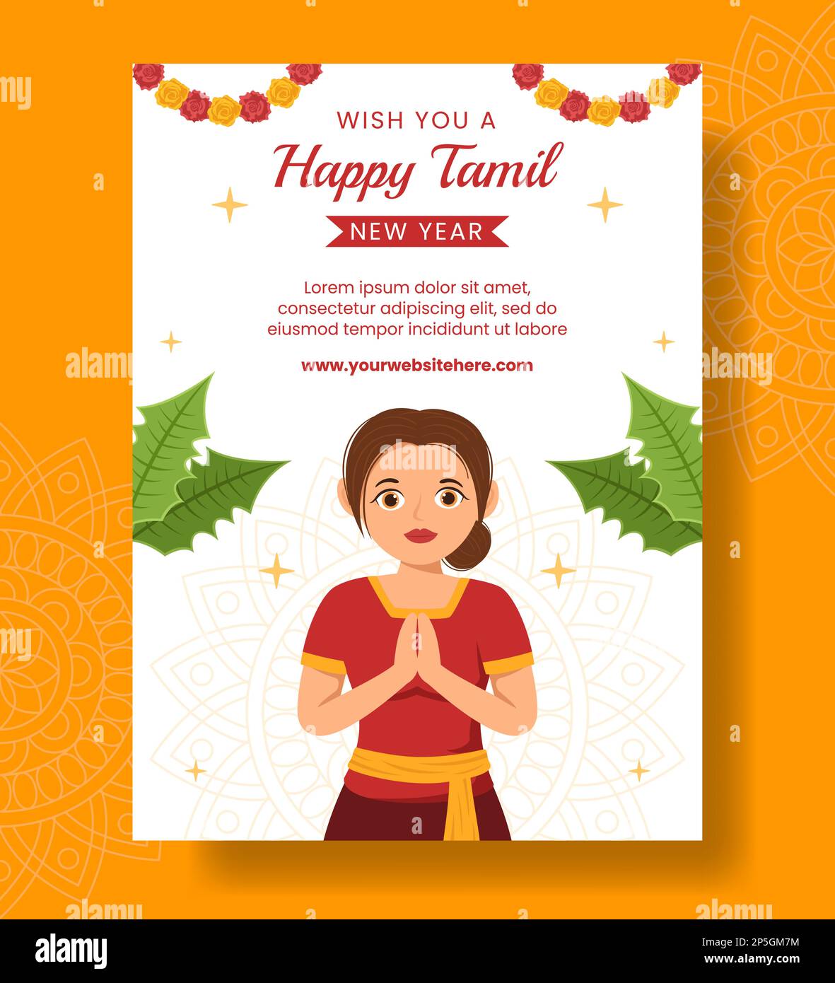 Happy Tamil New Year Vertical Poster Cartoon Hand Drawn Templates ...