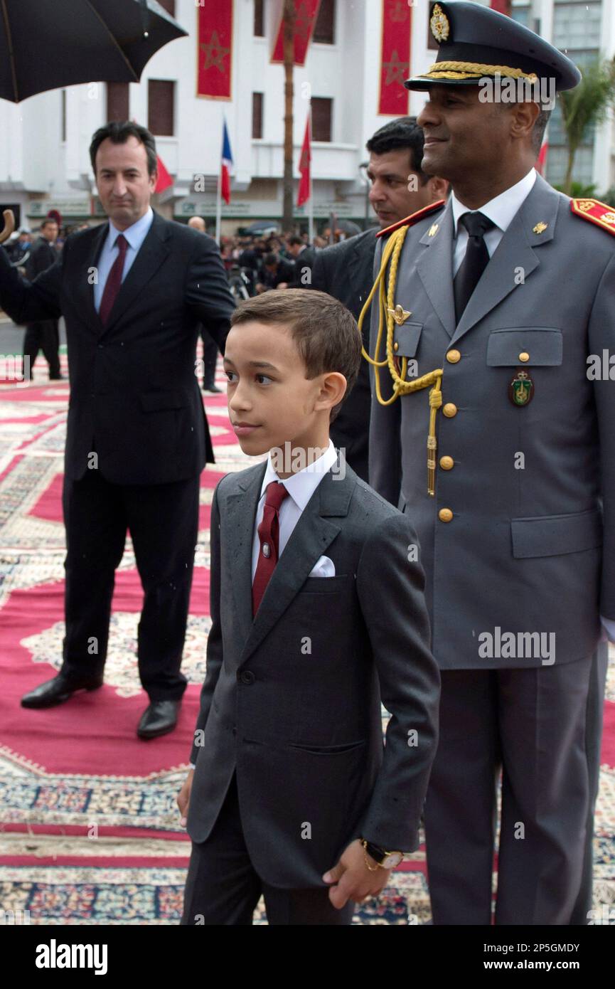Moroccan Crown Prince Moulay El Hassan, son of King Mohammed VI, center ...