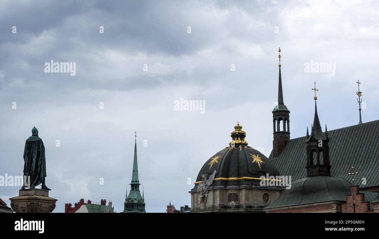 Skyline of Gamla Stan, medieval city center of Stockholm, Sweden, from ...