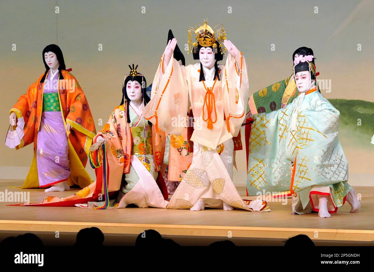 (R-L) Ichikawa Somegoro, Sakata Danjuro, and Nakamura Kaishun perform a ...