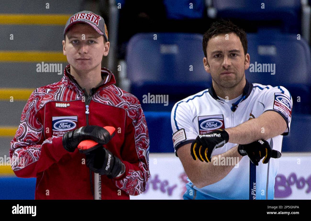 Russian skip Andrey Drozdov, left, and Scotland skip David Murdoch ...