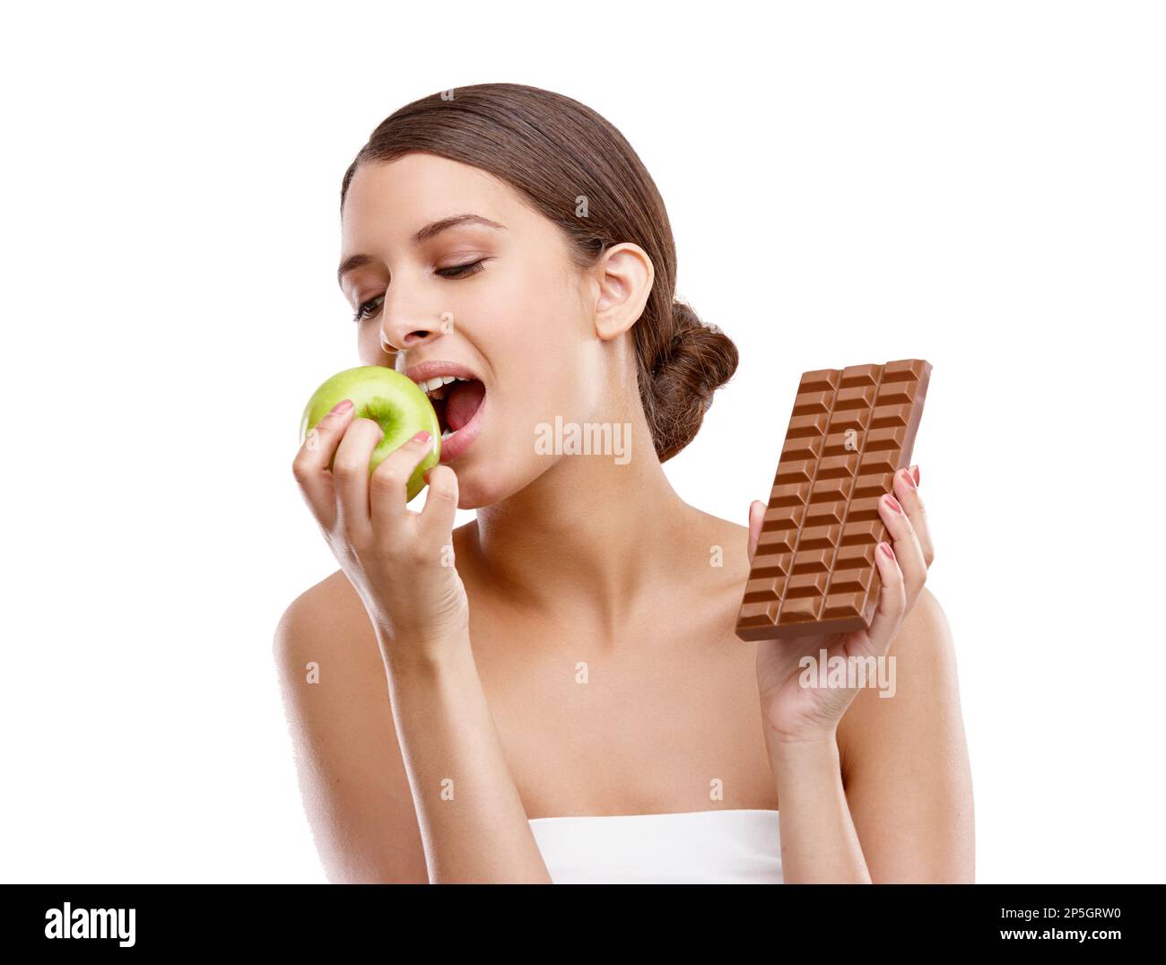 Woman and resisting chocolate hi-res stock photography and images - Alamy