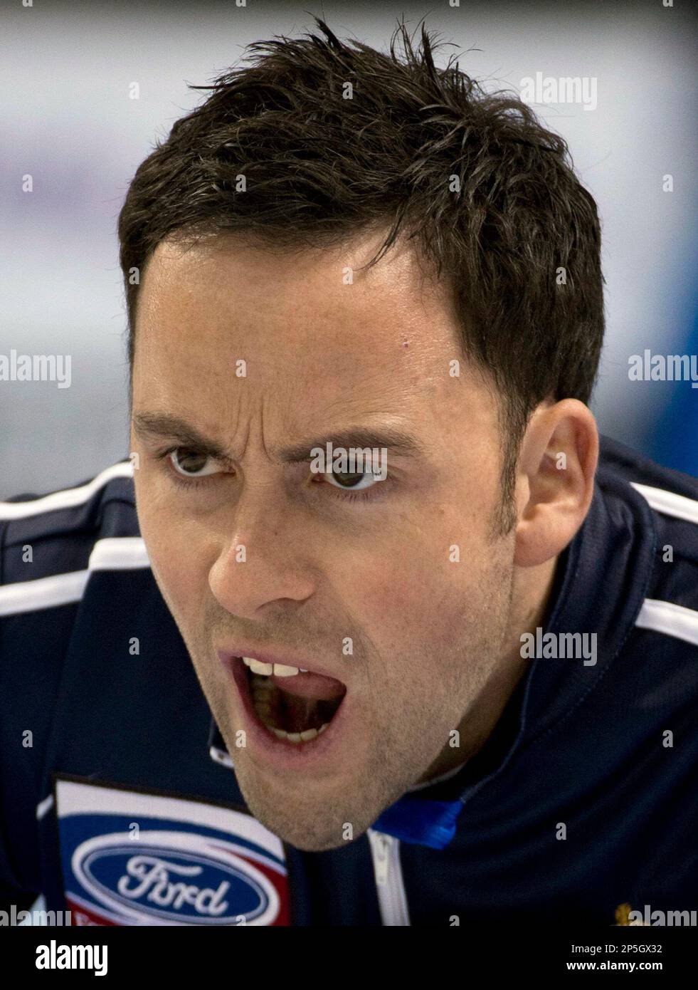 Scotland skip David Murdoch calls a shot during an afternoon draw ...