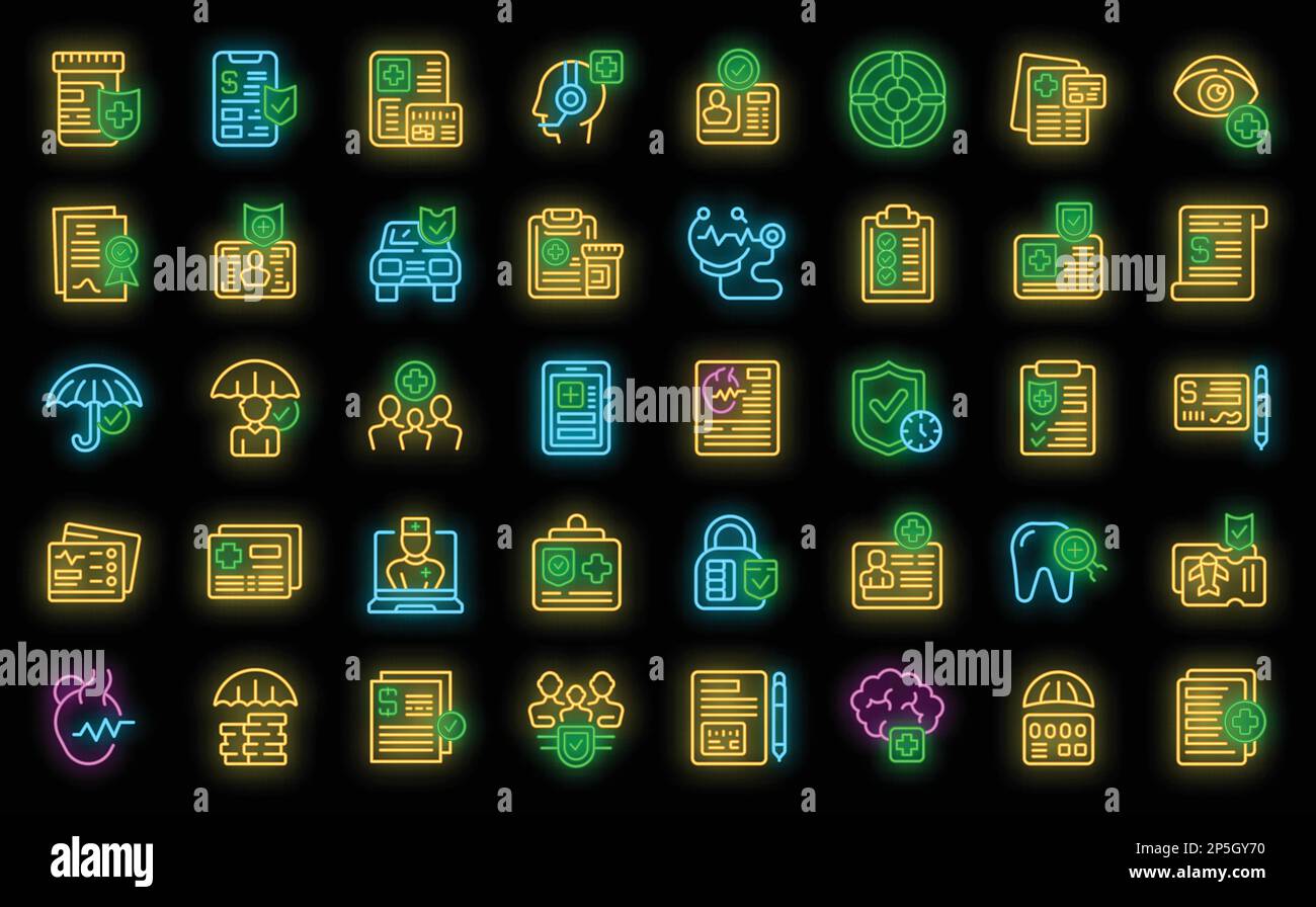 Insurance card icons set outline vector. Health insure. Body family ...