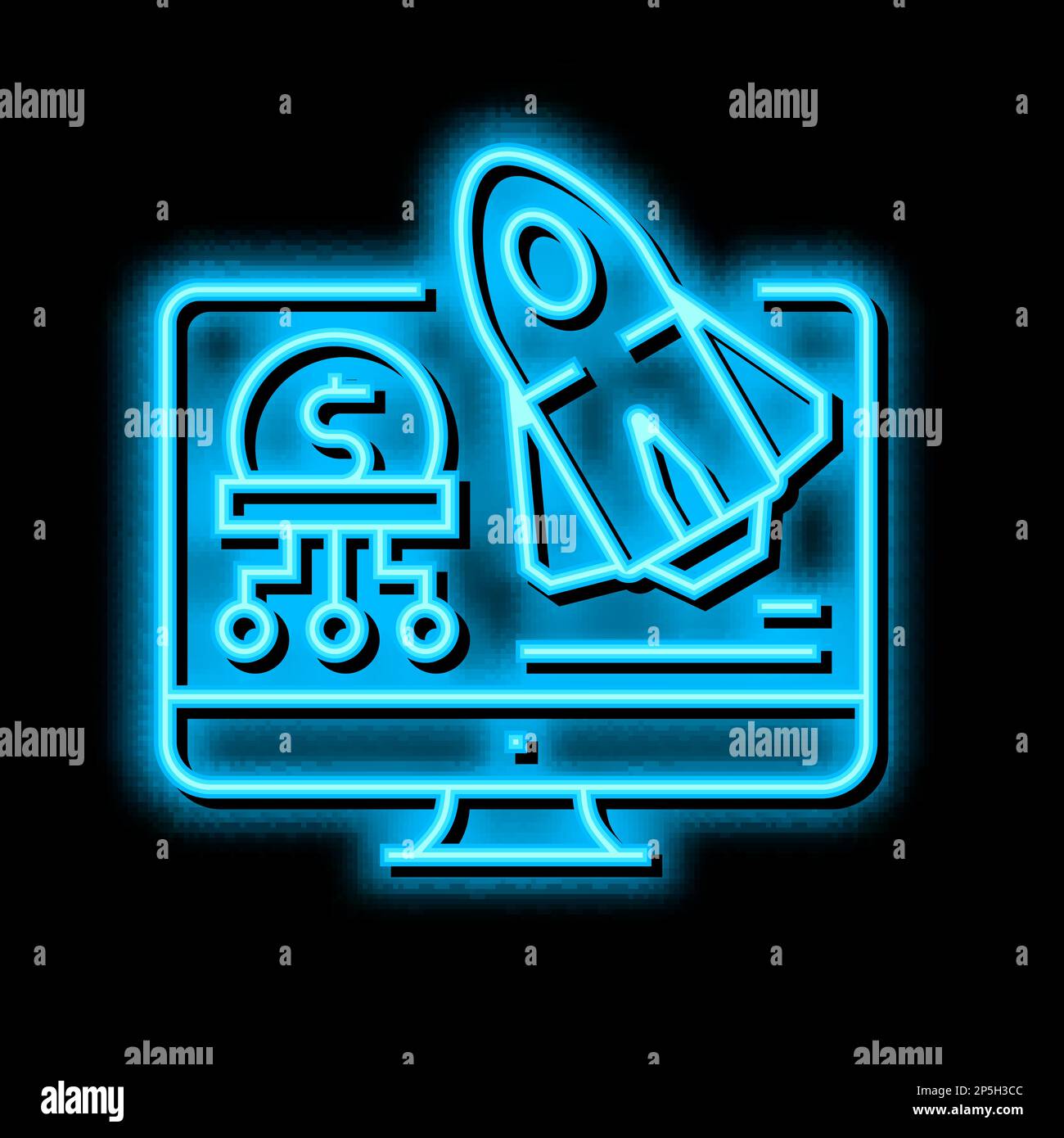 startup for earning money in internet neon glow icon illustration Stock ...