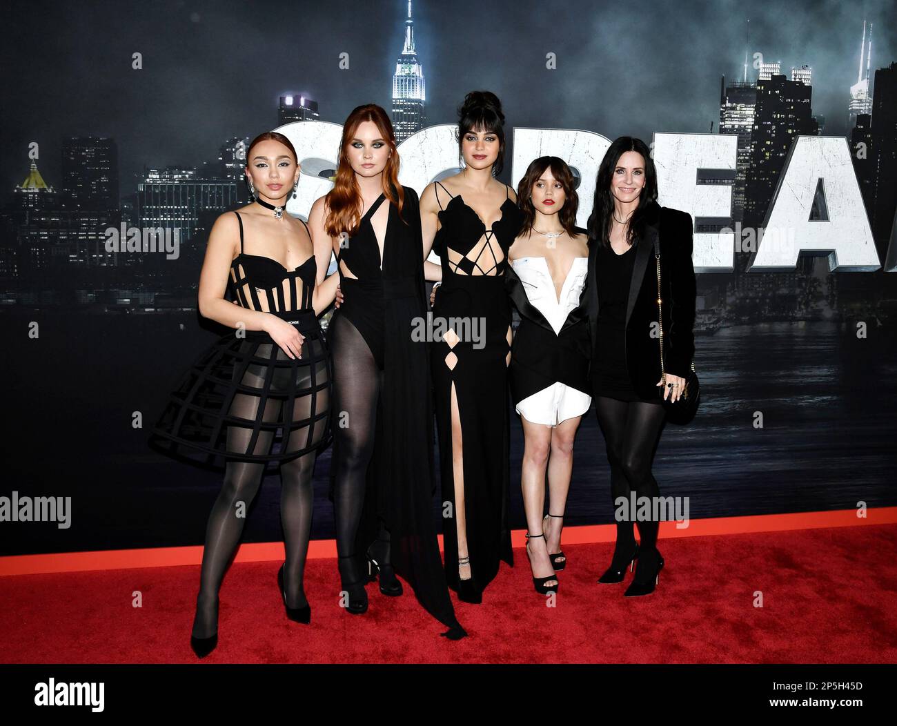 Devyn Nekoda, left, Liana Liberato, Melissa Barrera, Jenna Ortega and ...
