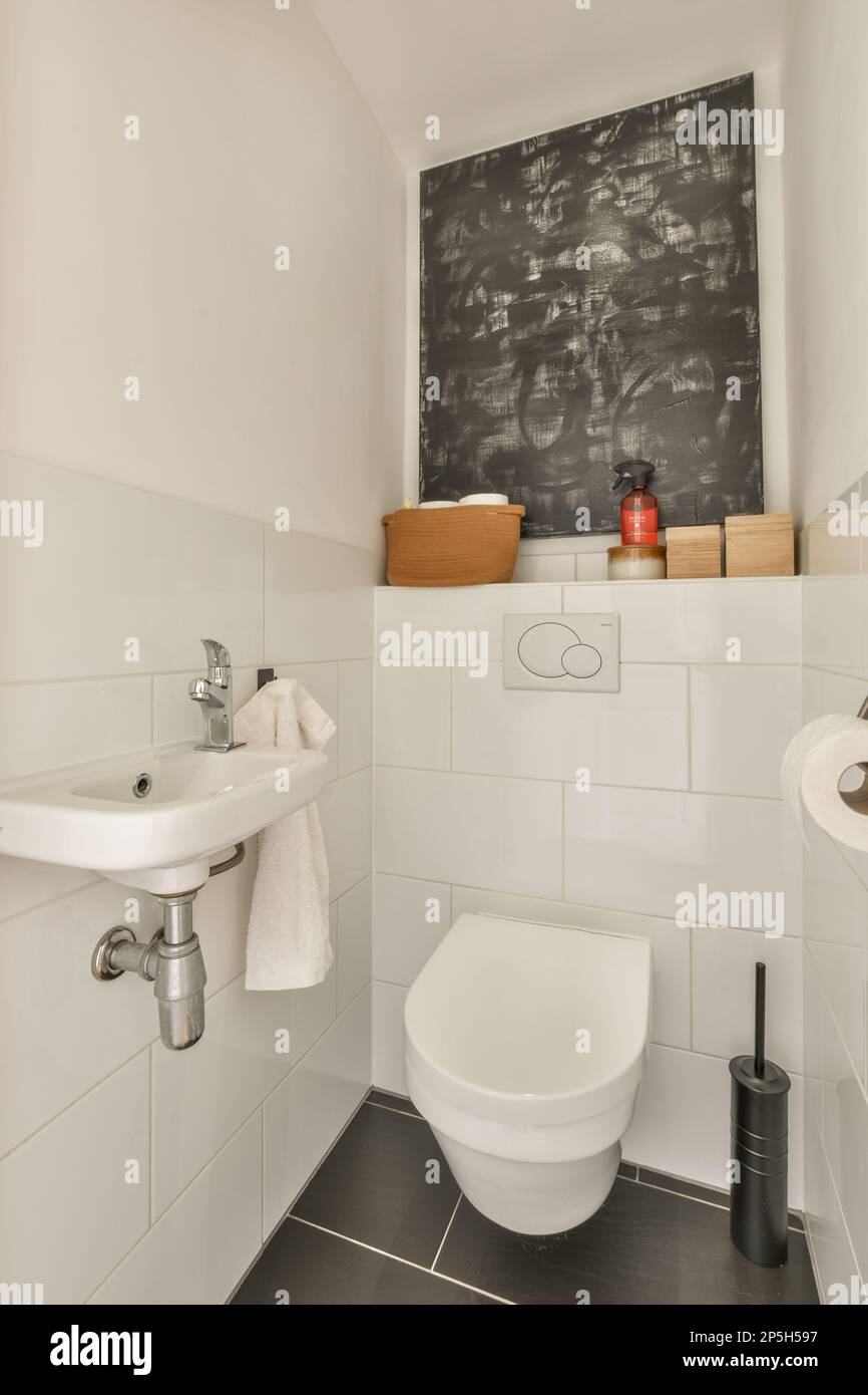 Amsterdam, Netherlands - 10 April, 2021: a bathroom with a chalk board ...