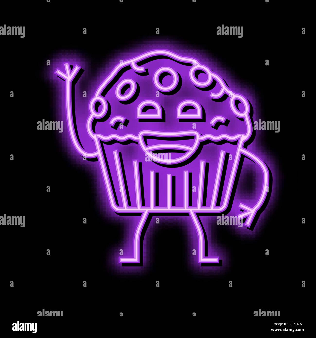 muffin dessert character neon glow icon illustration Stock Vector Image ...