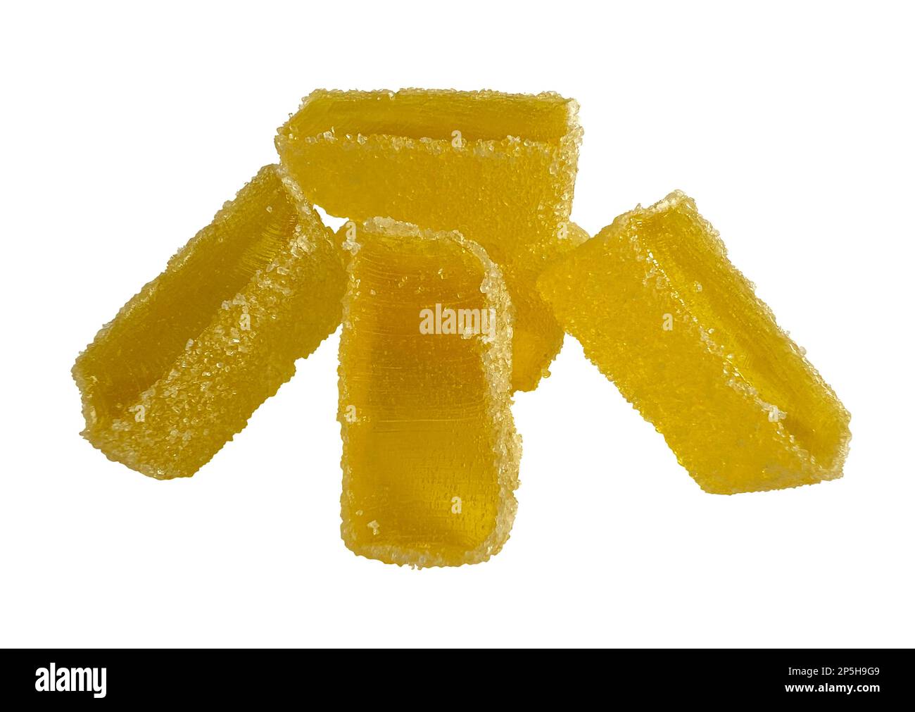 Fruit jellies. Yellow jelly candies isolated on a white background ...