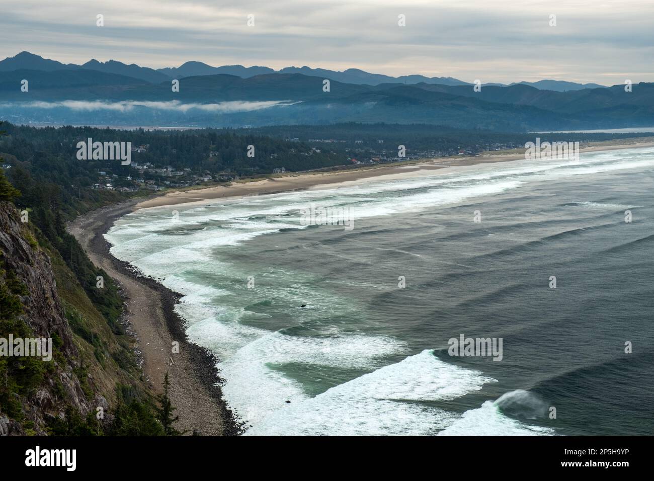 A view of the pacific coast from the air at Neahkahnie Viewpoint ...