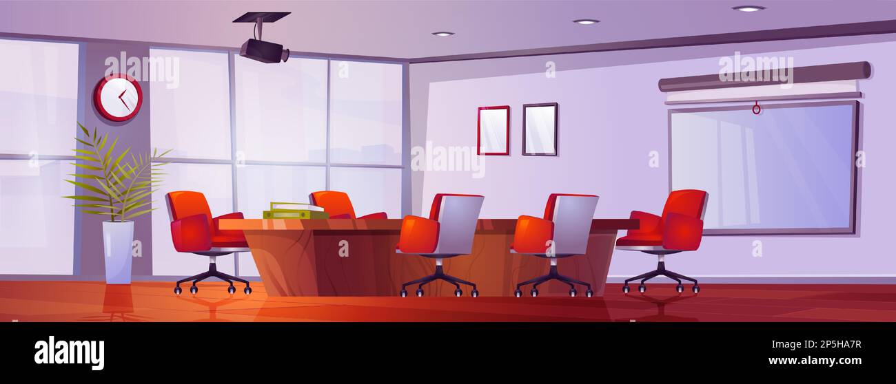 Cartoon boardroom interior design. Vector illustration of company ...