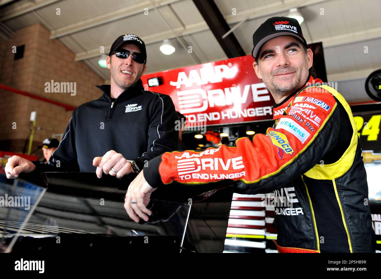 Jeff Gordon (right) and Crew Chief Alan Gustafson during practice for ...