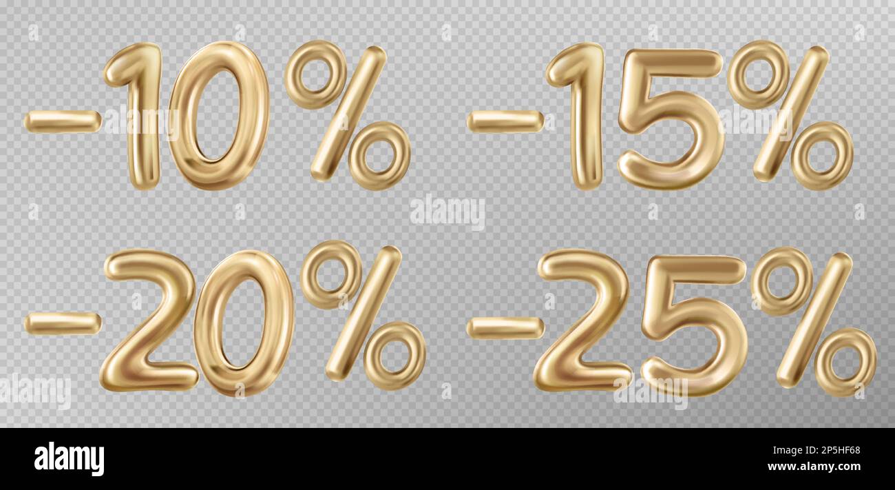 Realistic set of golden air balloon discount figures isolated on ...