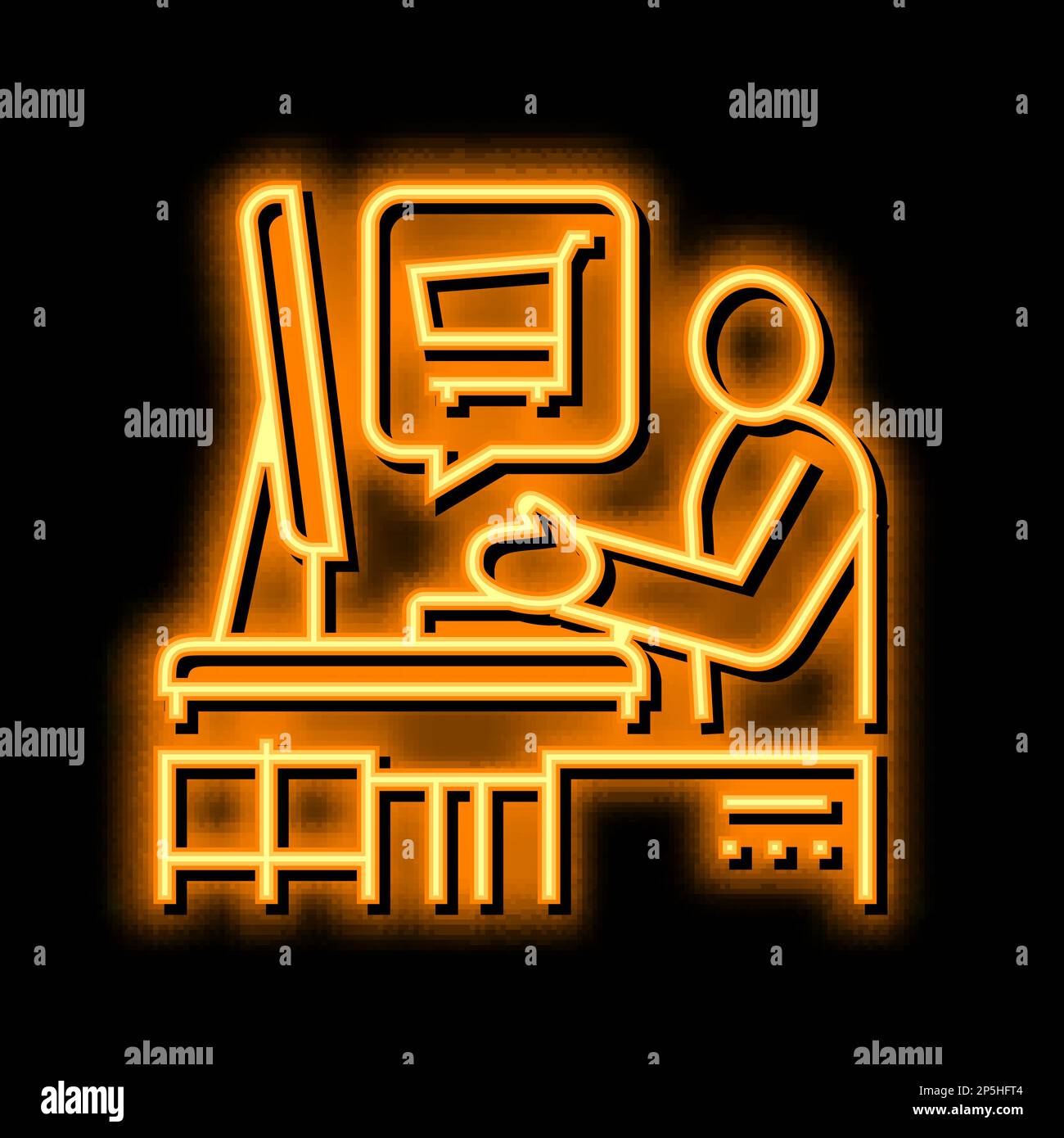 ecommerce store owner neon glow icon illustration Stock Vector Image ...