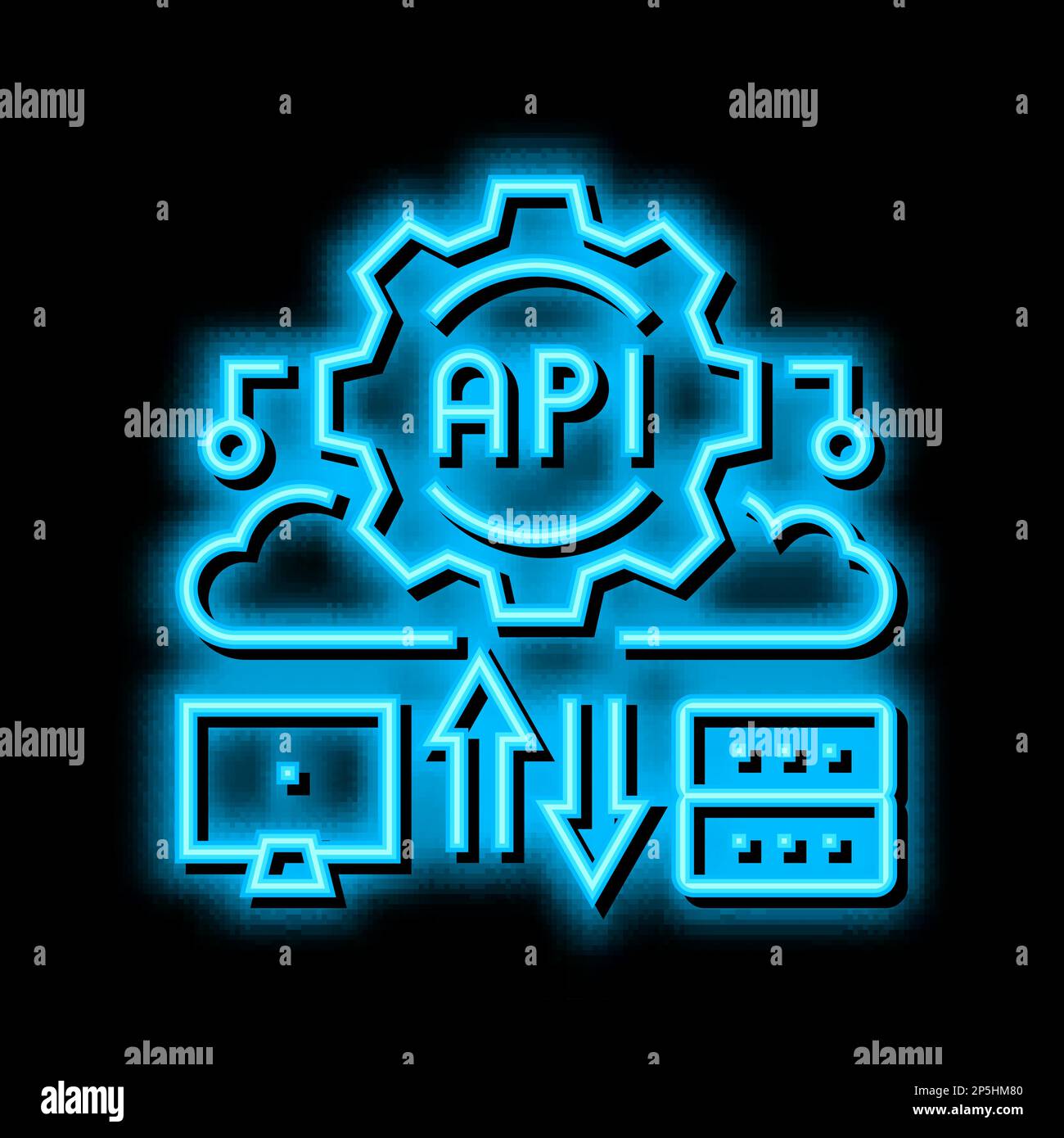 api digital technology neon glow icon illustration Stock Vector Image ...