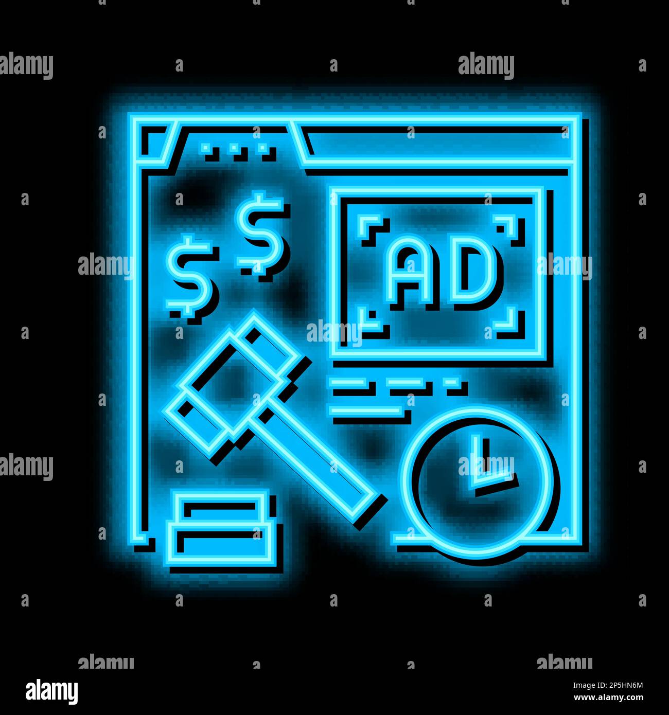 real time bidding neon glow icon illustration Stock Vector Image & Art ...